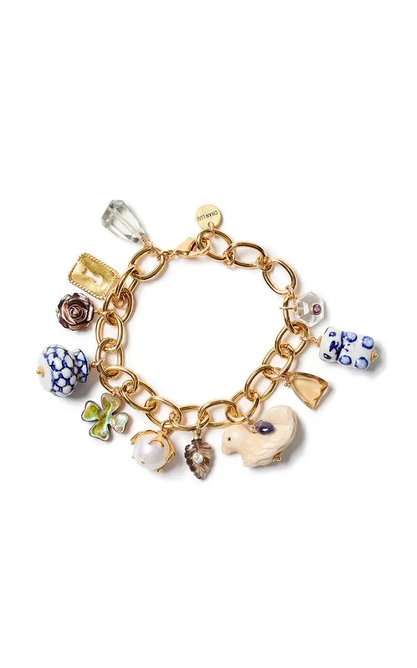 Chan Luu Delft Gold-plated -stone Charm Bracelet