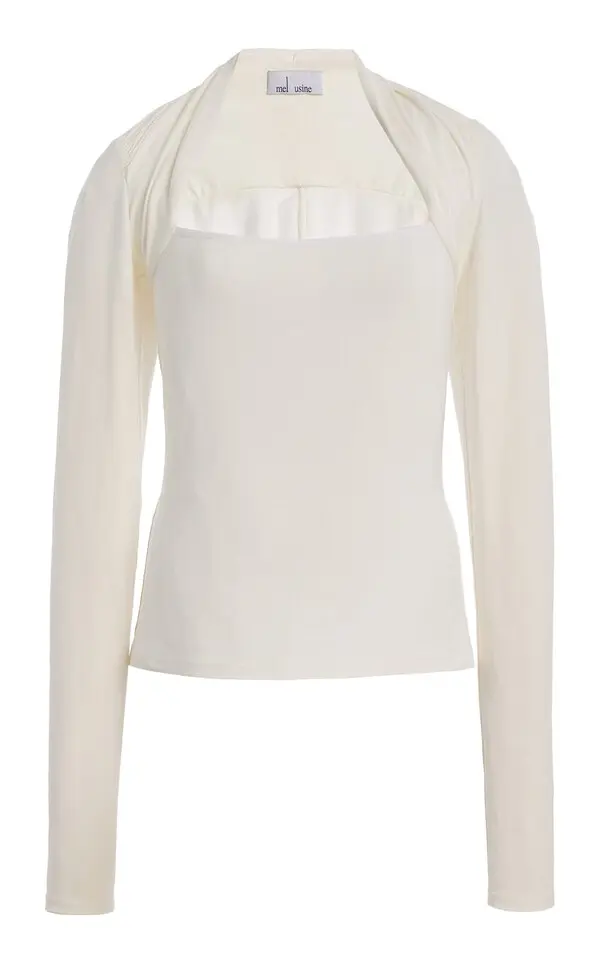 MEL USINE Therese Draped Jersey Top - White