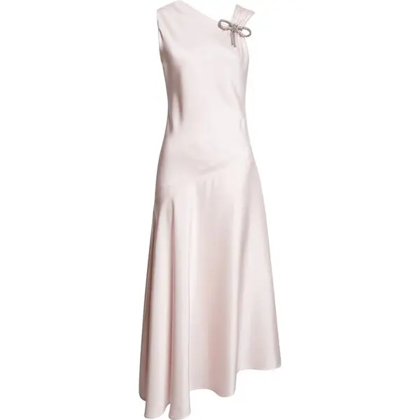 JIL SANDER Draped Asymmetric Crepe Back Satin Dress - Ballerina