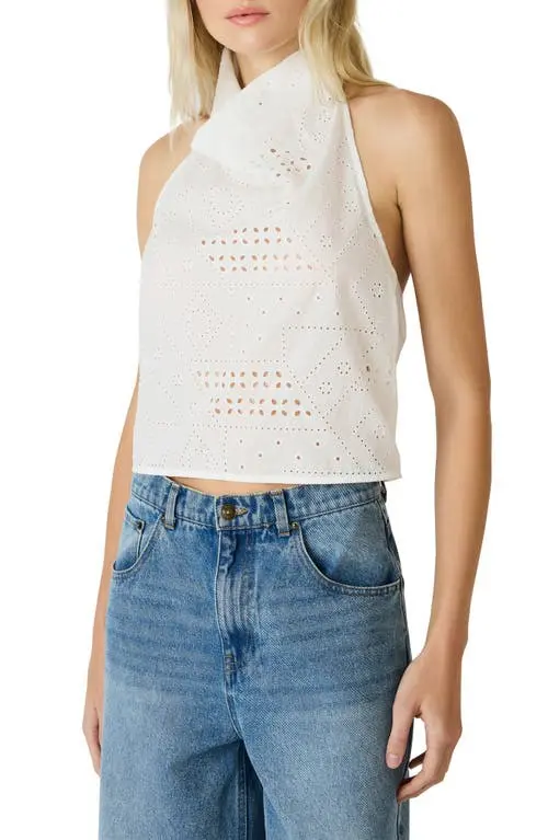 Steve Madden Lou Eyelet Embroidered Halter Top