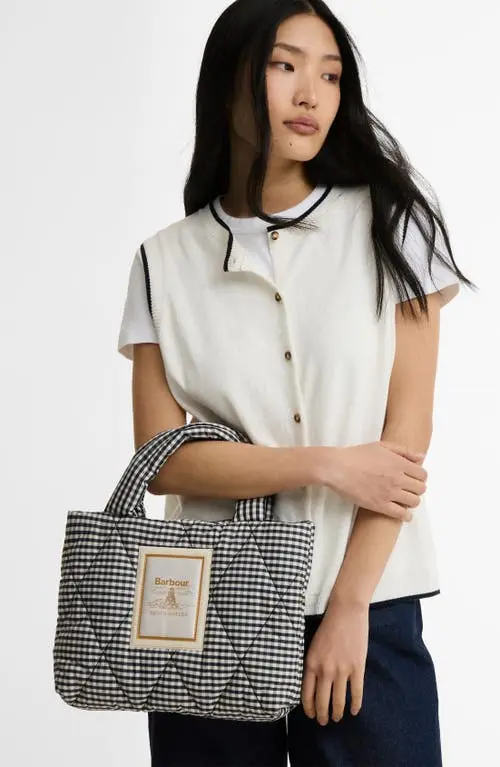 Barbour Mini Riah Gingham Diamond Quilted Tote