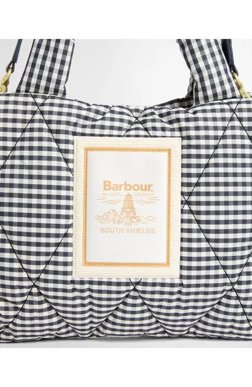 Barbour Mini Riah Gingham Diamond Quilted Tote