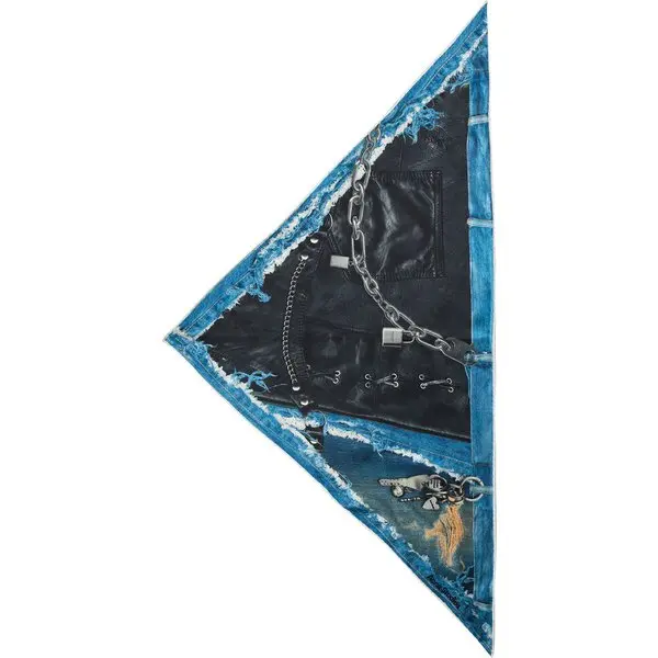 Acne Studios Trompe L'oeil Silk Triangle Scarf - Black/blue