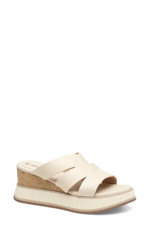 Johnston & Murphy Colleen Platform Wedge Slide Sandal - Bone Nappa Leather