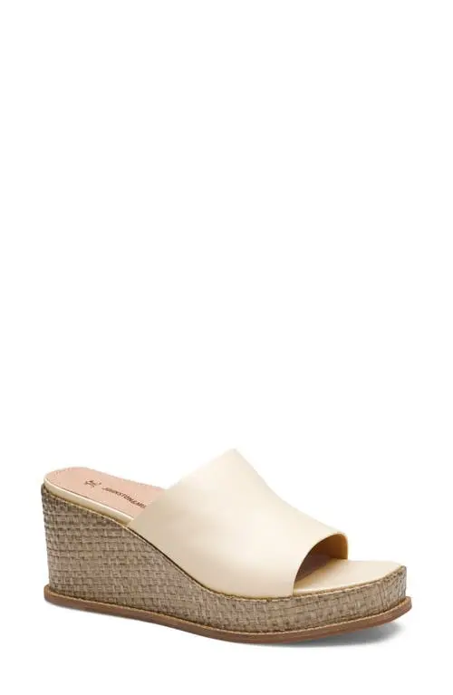 Johnston & Murphy Mallory Platform Wedge Slide Sandal - Bone Nappa Leather