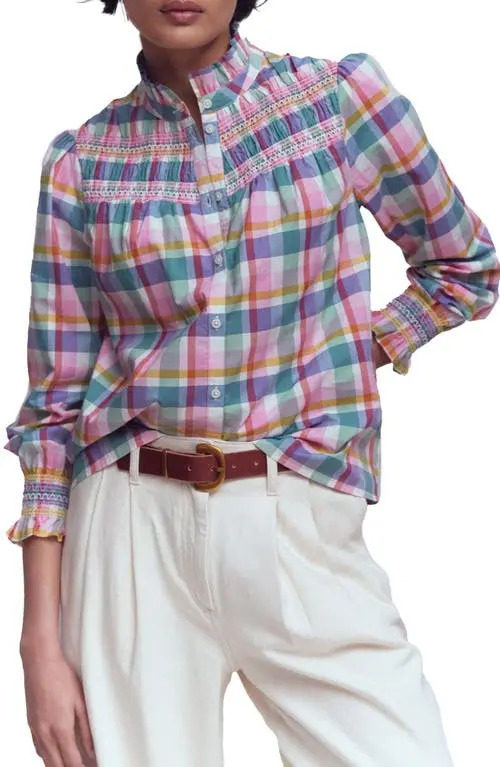 Boden Esme Check Smock Detail Button-up Shirt