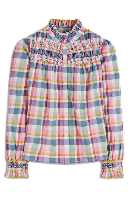 Boden Esme Check Smock Detail Button-up Shirt