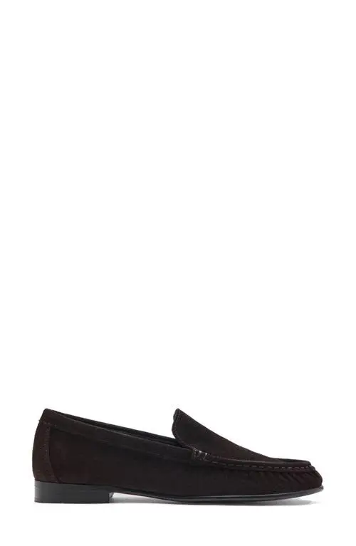 Mango Gathered Suede Loafer - Chocolate