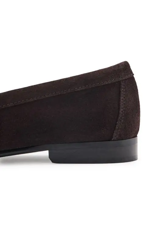 Mango Gathered Suede Loafer - Chocolate