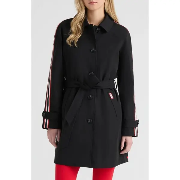 Hunter Stripe Sleeve Trench Coat - Black