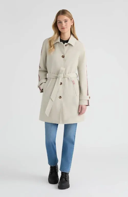 Hunter Stripe Sleeve Trench Coat - Vanilla