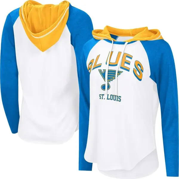 G-III 4HER BY CARL BANKS St. Louis Blues Mvp Hooded Long-sleeve T-shirt - White