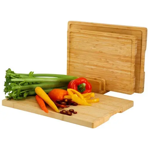 MEGACHEF 3 Piece Natural Wood Cutting Board Set With Base