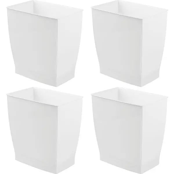 MONO Rectangular Trash Can, 2.5 Gal. / 9.5 Liter, 4-pack - White