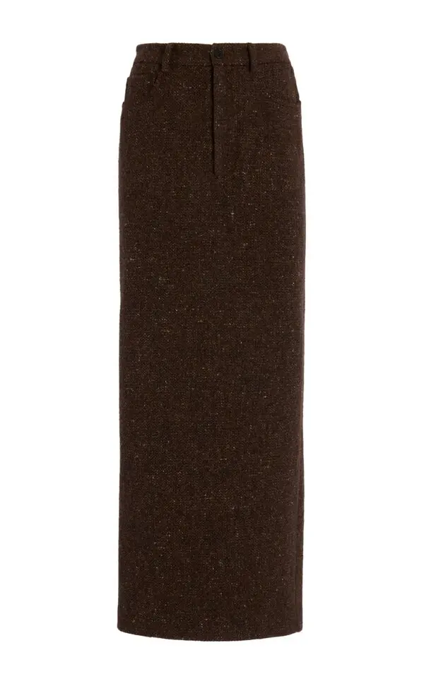 Ralph Lauren Fontaine Tweed Maxi Skirt - Brown