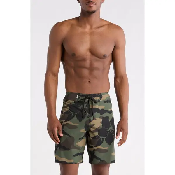 TENŌRE Printed Board Shorts - Olive