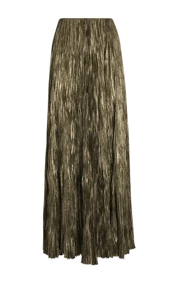 Ralph Lauren Luciana Foiled Satin Maxi Skirt - Silver