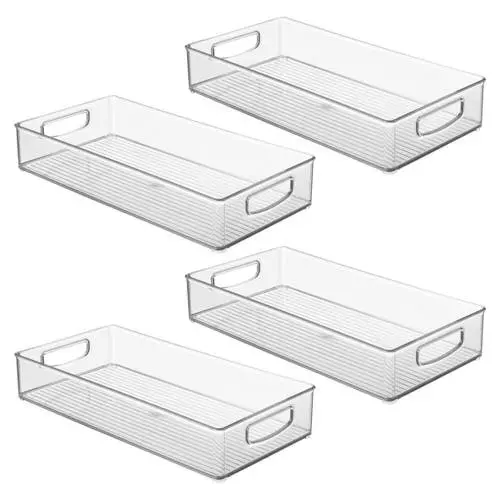 LINUS Stackable Pantry Storage Bin With Handles, Set Of 4 - Clear