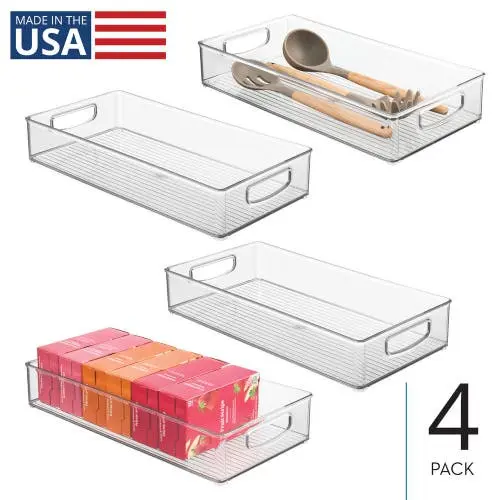 LINUS Stackable Pantry Storage Bin With Handles, Set Of 4