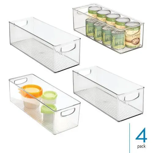 LINUS Plastic Stackable Pantry Bin With Handles, Set Of 4