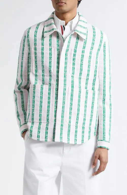Thom Browne Stripe Utility Shirt Jacket - Light Pink