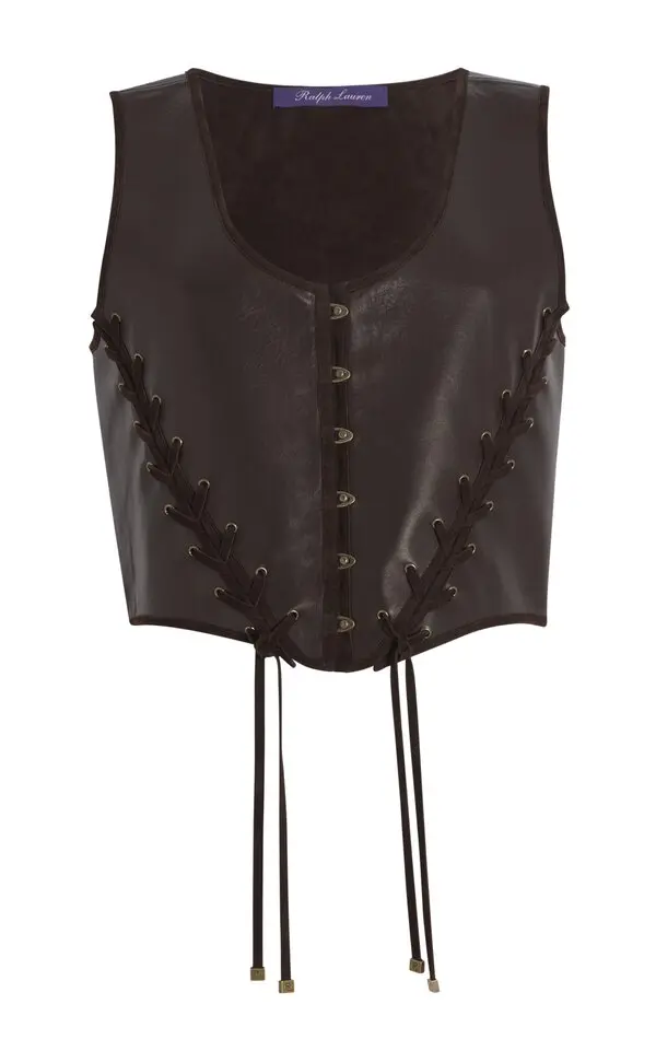 Ralph Lauren Thurlow Leather Corset Top - Brown