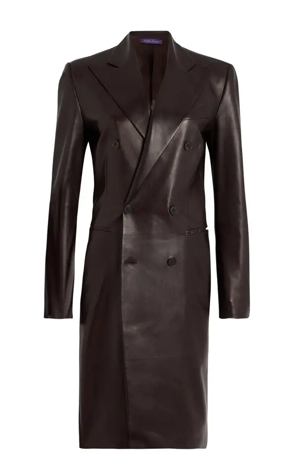 Ralph Lauren Doritte Leather Midi Dress - Brown