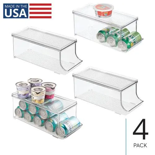 BASIC Soda Can Organizer With Lid For Pantry Or Refrigeratorset Of 4