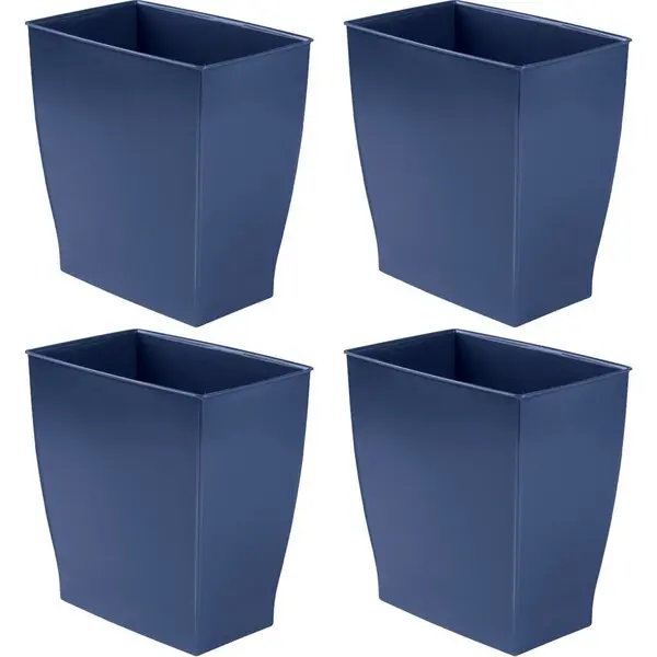 MONO Rectangular Trash Can, 2.5 Gallon / 9.5 Liter, 4-pack - Navy