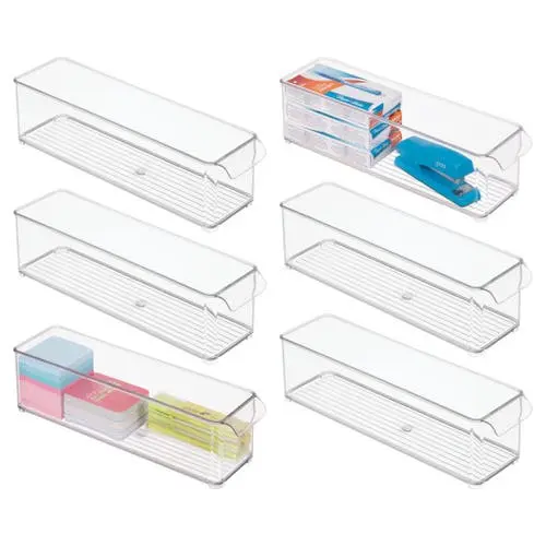 BASIC Stackable Fridge Storage Bin With Handle, Set Of 6