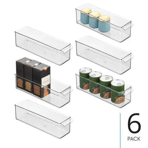 BASIC Stackable Fridge Storage Bin With Handle, Set Of 6