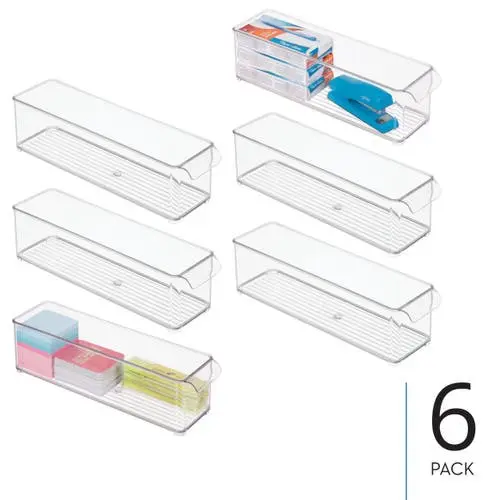 BASIC Stackable Fridge Storage Bin With Handle, Set Of 6