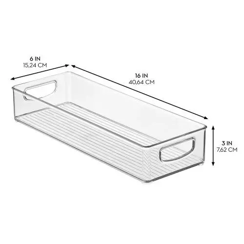 BASIC Plastic Stackable Pantry Bin With Handles, Set Of 4