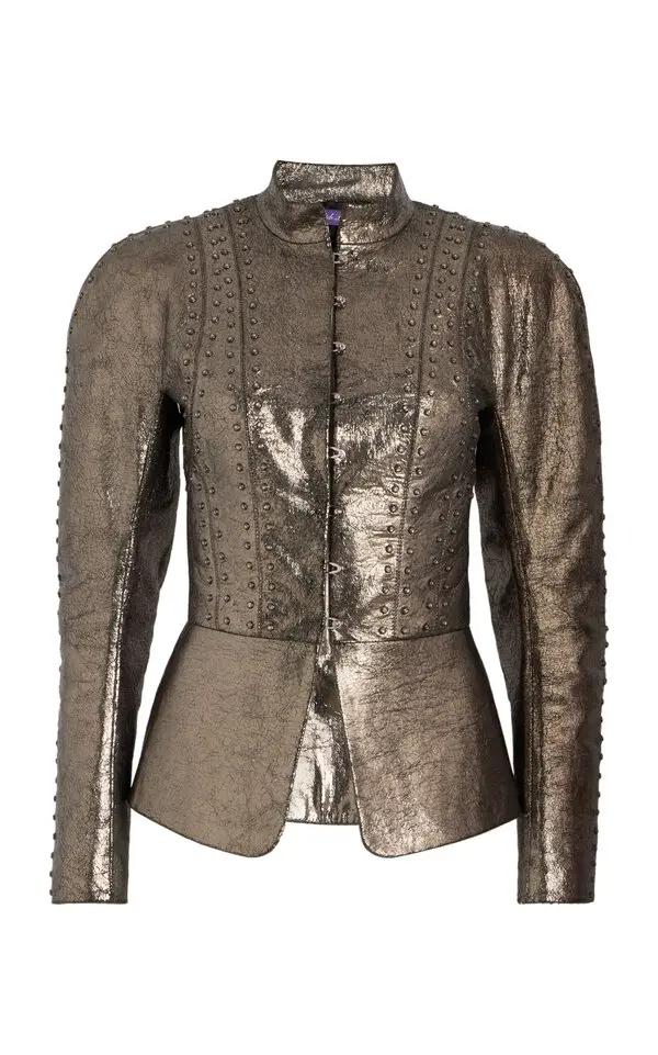 Ralph Lauren Sophia Leather Jacket - Metallic