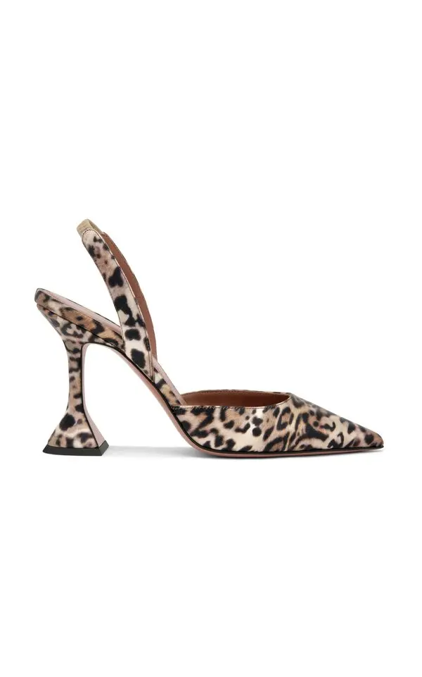 Amina Muaddi Holli Leopard Satin Slingback Pumps - Animal