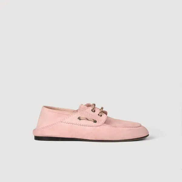 Sandro Suede Boat Shoe Loafers - Pink