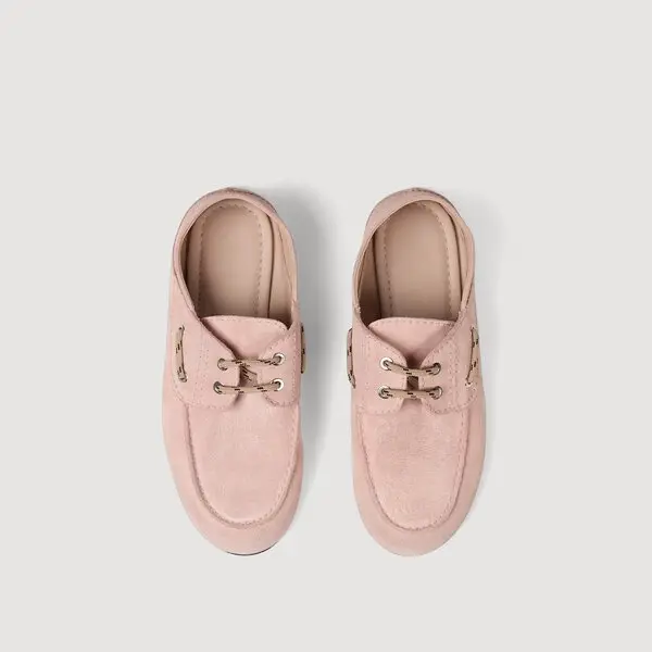 Sandro Suede Boat Shoe Loafers - Pink