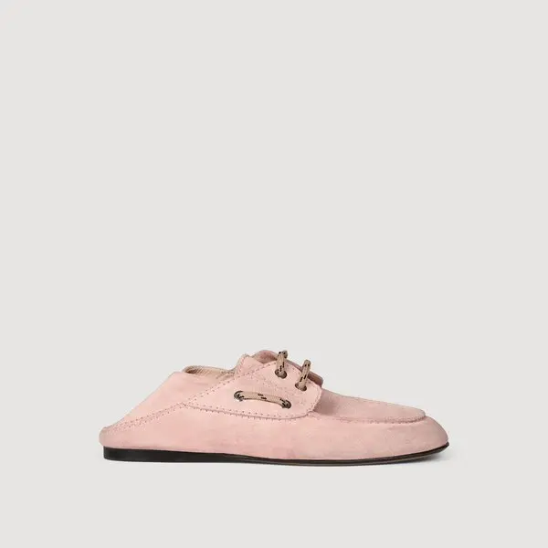 Sandro Suede Boat Shoe Loafers - Pink