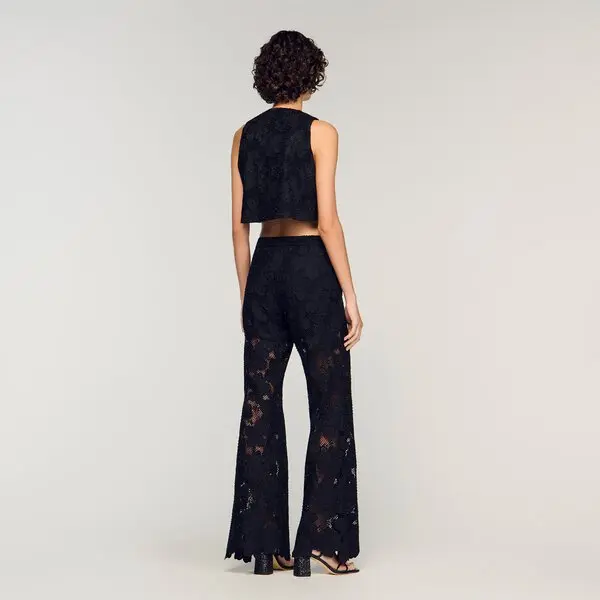 Sandro Guipure Lace Trousers - Black