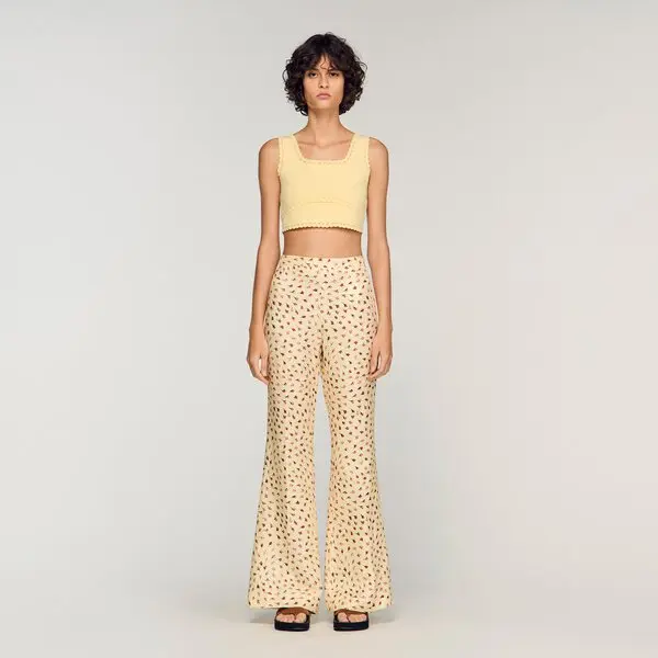 Sandro Floral Straight-leg Trousers