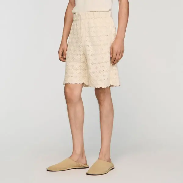 Sandro Broderie Anglaise Crochet Shorts - Ecru