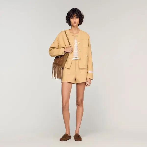 Sandro Straight-cut Denim Jacket - Beige