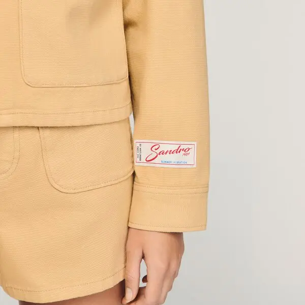 Sandro Straight-cut Denim Jacket - Beige