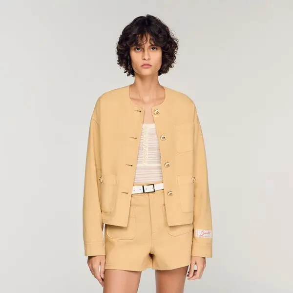 Sandro Straight-cut Denim Jacket - Beige