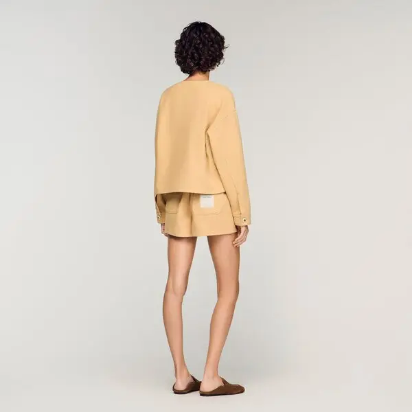 Sandro Straight-cut Denim Jacket - Beige