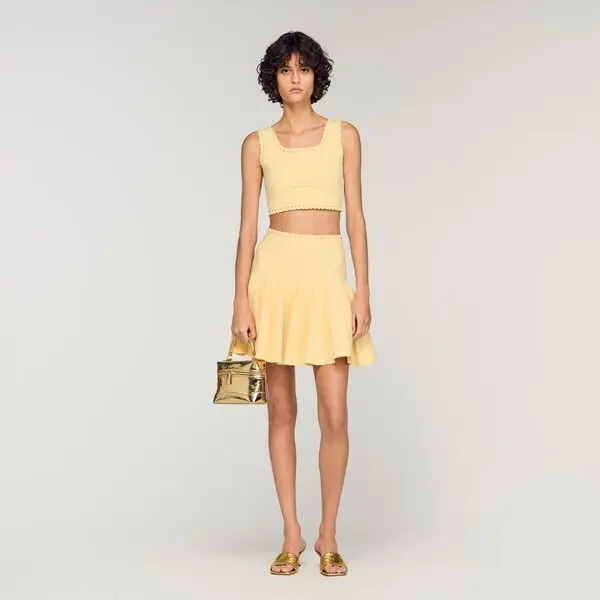 Sandro Knit Crop Top - Butter