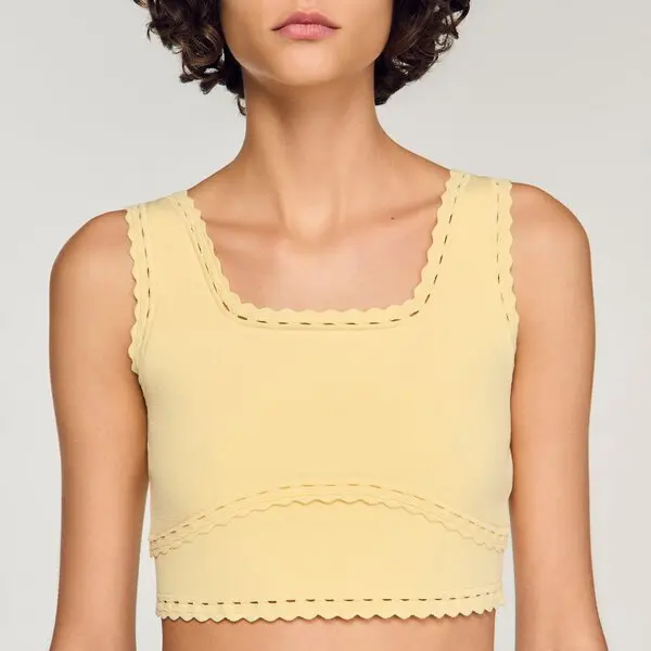 Sandro Knit Crop Top With Straps - Butter