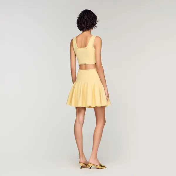 Sandro Knit Crop Top With Straps - Butter
