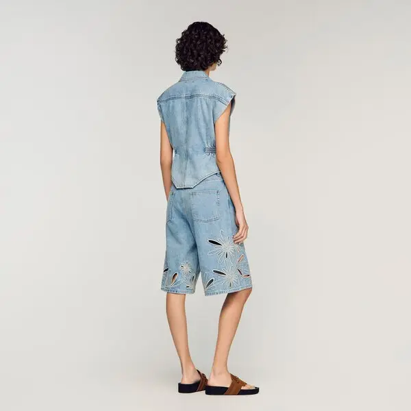 Sandro Fitted Denim Top