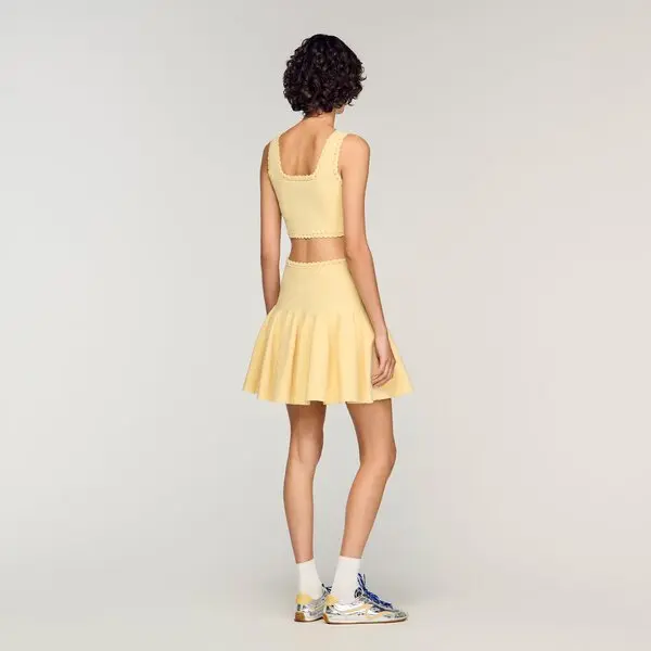 Sandro Mini Knit Skater Skirt - Butter